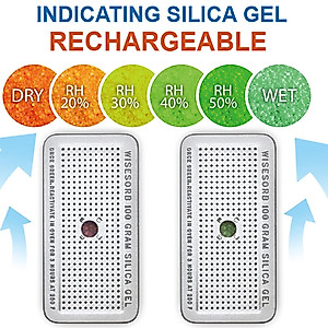 Wisesorb 100 Gram 3 Pack Indicating Silica Gel Canister, Gun Safe Dehumidifier (Orange to Green), Reusable Desiccant Canister Dehumidifier