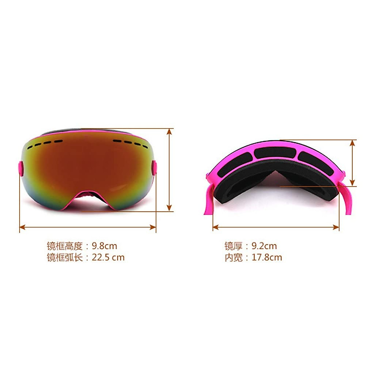 Feilx Ski Goggles, Snow Goggles with High Weave Double Slide Buckle Headband & Ventilation Holes for Men Women (Color : Blue, Size : 22.5 * 9.8cm)