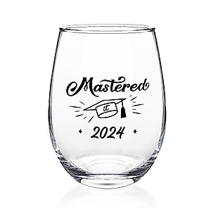 Futtumy Graduation Gift, Mastered it 2023 Stemless Wine Glass 17oz, Graduation Wine Gift for Him Her College and High School Graduates, College Graduation Gift 2023 Graduation Gift MBA Graduation Gift