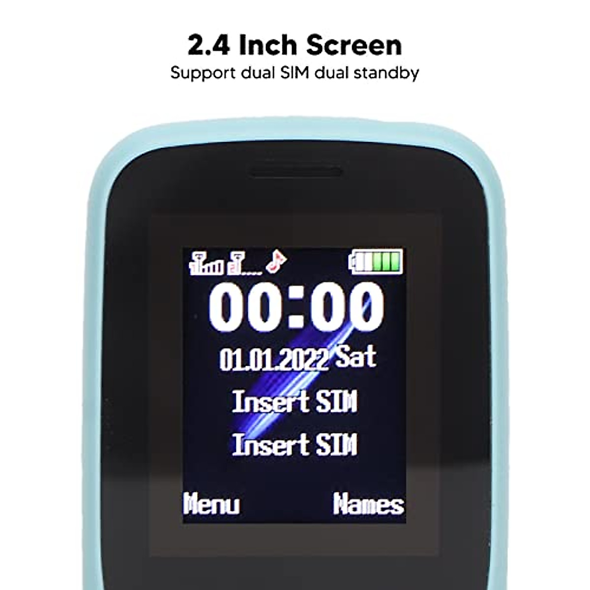 Unlocked Cellphone, Dual SIM Dual Standby Big Buttons Senior Cell Phone 2.4in Screen 2G GSM Multifunction for Home (Sky Blue)