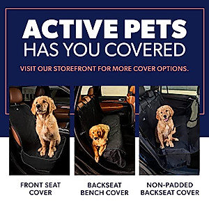 Active Pets 600D Oxford Fabric Dog Car Seat Cover for Back Seat - Durable, Nonslip, Waterproof Vehicle Seat Cover, Cotton 3-in-1 Hammock - Protects Dirt, Shedding and Scratching - Black