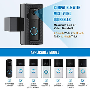 Anti-Theft Blink Video Doorbell Door Mount,No-Drill Adjustable Mounting Bracket,Not Block Doorbell Motion Sensor,Easy to Install Blink Video Doorbell Accessories for Houses Apartments Office
