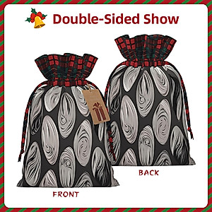 Christmas Gift Bags with Drawstring Burlap Gift Bags Abstract Black Silver Christmas Linen Bags for Xmas Party Candy Bags with Cards Xmas Reusable Wrapping Bags Christmas Linen Treat Bags for Holiday