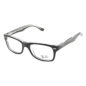Ray-Ban Junior Kids' RY1531 Square Prescription Eyeglass Frames, Black On Transparent/Demo Lens, 48 mm