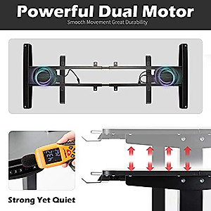 OUTFINE Heavy Duty Dual Motor Height Adjustable Standing Desk Electric Dual Motor Home Office Stand Up Computer Workstation with Splice Board (Black, 63") Desktop Load up to 220lbs