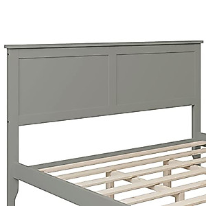 LZ LEISURE ZONE Modern Style Solid Wood Queen Size Platform Bed with Headboard/Footboard/Wood Bed Frame and Solid Wood Center Support Legs, No Box Spring Needed (Grey)