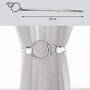 Magnetic Curtain Tiebacks, 1pc Twisted Knot Drape Holdbacks Strong Magnetic Tie Band for Home and Office, Strong Magnetic Curtain Buckles for Decoration (Silver)