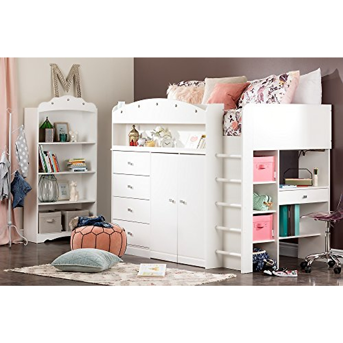 South Shore Tiara Loft Bed with Desk, Twin
