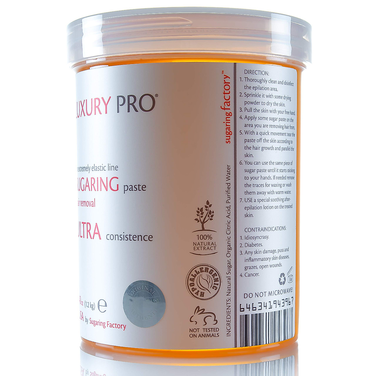 Sugaring Paste Luxury PRO Organic Hair Removal - MEDIUM Paste for All body parts 40 oz / 2.5 lbs - Sugar Wax Hair Remover - PROFESSIONAL SKILLS REQUIRED