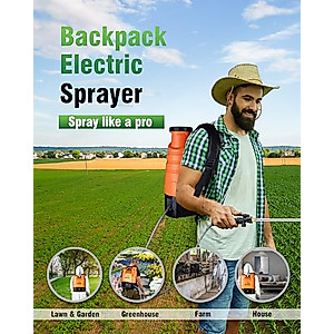 WOEKBON 4 Gallon Battery Powered Backpack Sprayer Electric Garden Pump Sprayer with Lithium Battery for Long Time Spray Brass Telescope Wand and Multiple Nozzles for Spraying Cleaning。