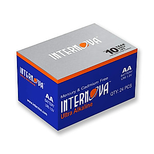 INTERNOVA® AA Batteries 24 Pack+, LR6 1.5V Cell High Performance Alkaline Batteries, Easy to Open Double A 24 Count Pack