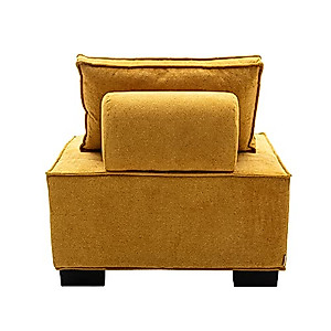 JURMALYN Square Modular Sectional Sofa Couch, Free Combination Sectional Sofa Modern Floor Single Chair with Two Removable Back Cushions Foor Tofu Sofa Small Single Couch for Bedroom and Corner Yellow