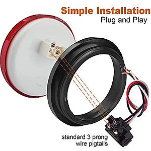 4Pcs 4 Inch Round Led Stop Turn Tail Brake Backup Reverse Lights 24 LED Waterproof 4 Inch Round LED Trailer Tail Lights for Trucks RV W/Lights Grommets 3-Prong Trailer Wire Pigtails 12V (2Red+2White)
