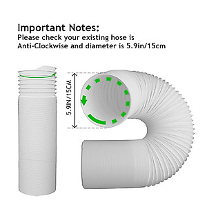 Hisiruil Air Conditioner Exhaust Hose, Portable AC Vent Hose with 5.9" Diameter Anti-Clockwise Thread & Length up to 80" AC Vent Replacement Tube Compatible with Most Portable Room Air Conditioners