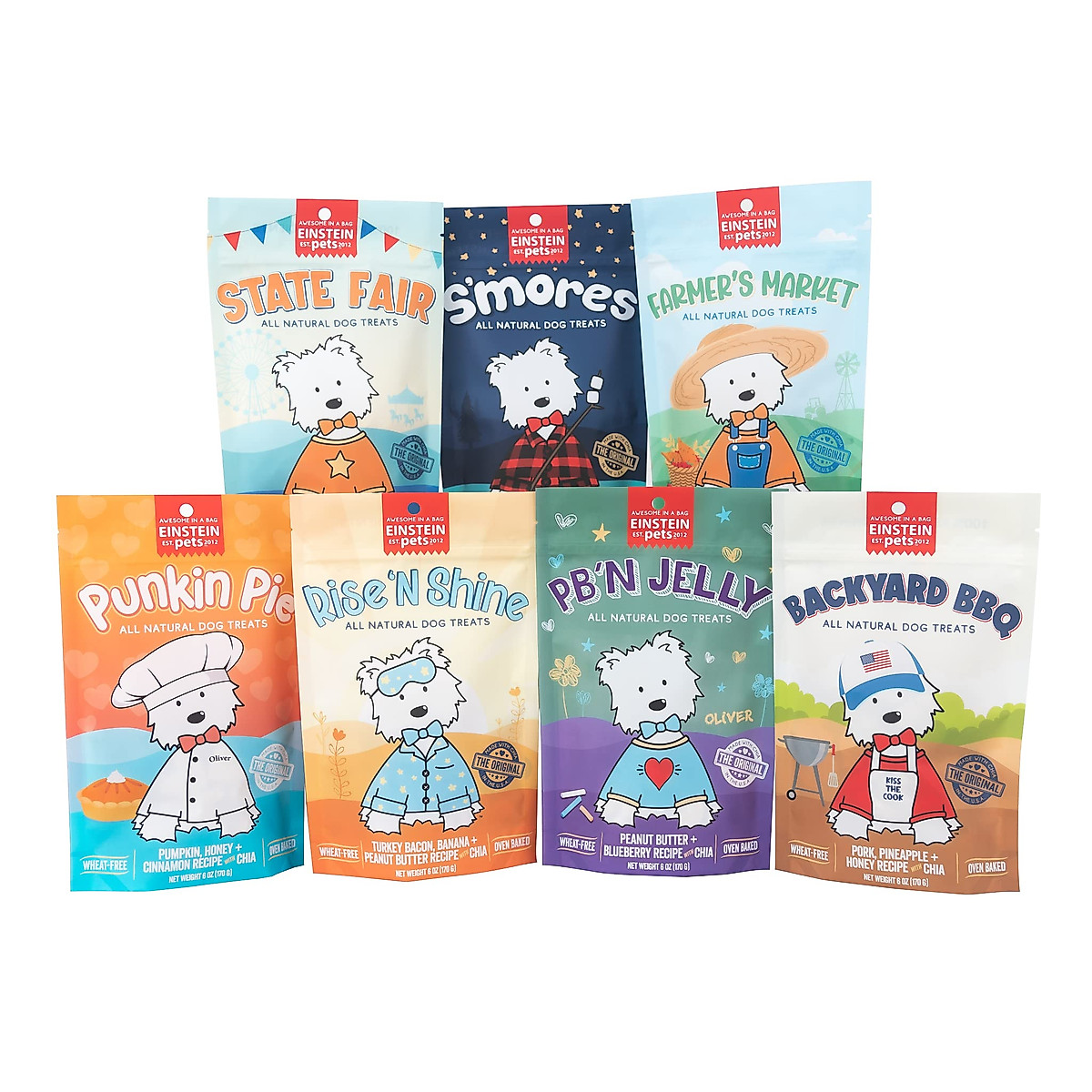 Einstein Pets Everydays Backyard BBQ Crunchy Heart Shaped Treats, All Natural Protein Packed Organic Dog and Puppy Baked Biscuit Training Treat, Pork, Pineapple Honey Recipe with CHIA 6, Ounce Bag