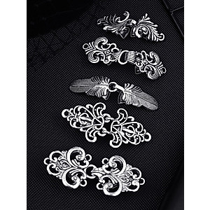 5 Pieces Shawl Clips Cloak Clasp Cardigan Clip Sweater Clips Vintage Collar Retro Cloak Brooches and Silver Shawl Pins for Women Girls Shirt Clips (Novel Style)