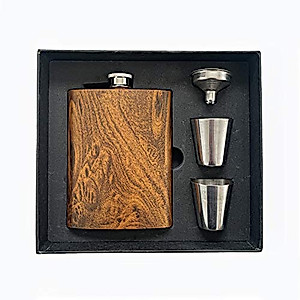 SoBoho 8oz Stainless Steel Maple Flask - Box Includes Flask, Funnel, and Shot Glasses - Perfect for Groomsmen Gifts, Groomsmen Proposal Box, Best Man Gifts for Wedding - Groomsmen Flask Set