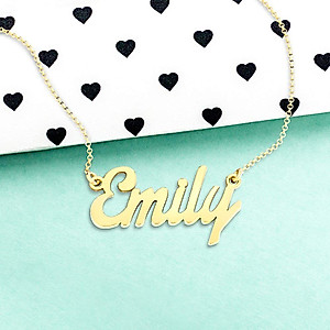 TSD 14K Yellow Gold Personalized Name Necklace with a 18" Chain in Flourish Font by JEWLR*