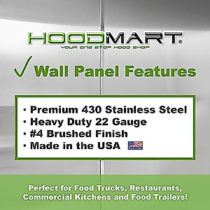 HOODMART 48” x 84” Metal Wall Panels, Set of 3 - High Quality Stainless Steel Sheet with Seams & End Caps, Back Splash Guard for Food Trucks, Restaurants, and Trailers