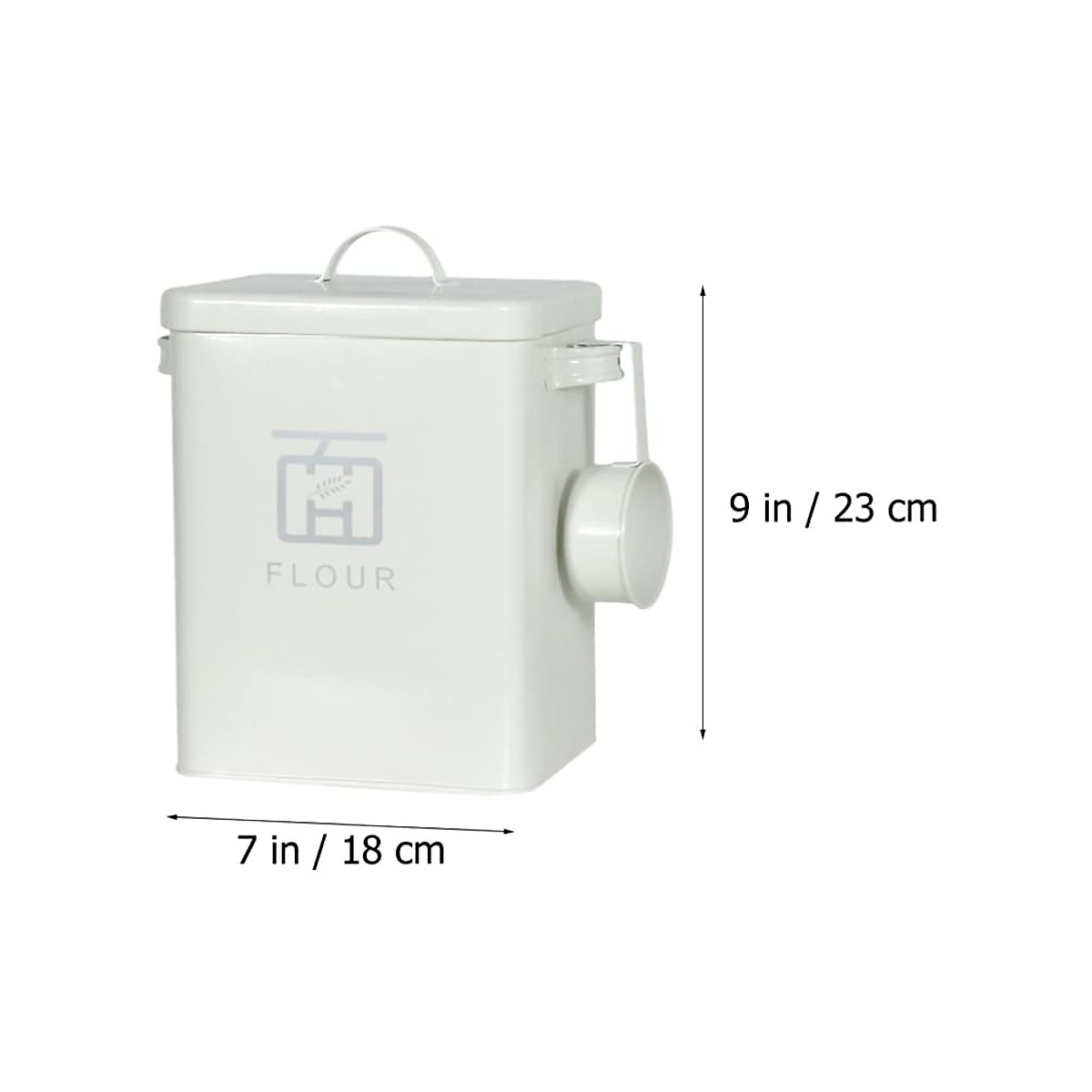 Cabilock Box Flour Bucket Iron White To Rotate Organizer Household