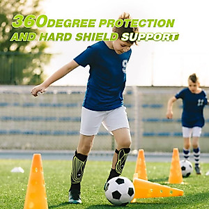 Soccer Football Shin Guards with Ankle Protection, Super Protective Flexible Low-Profile Adult,Youth, Junior