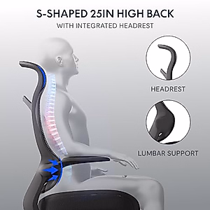 FLEXISPOT OC2 Comfy Office Chair Ergonomic Back Support Home Office Desk Chairs Comfortable Computer Chair with Flip-up Arm Rest Comfy Chair for Living Room/Bedroom/Study(Black)