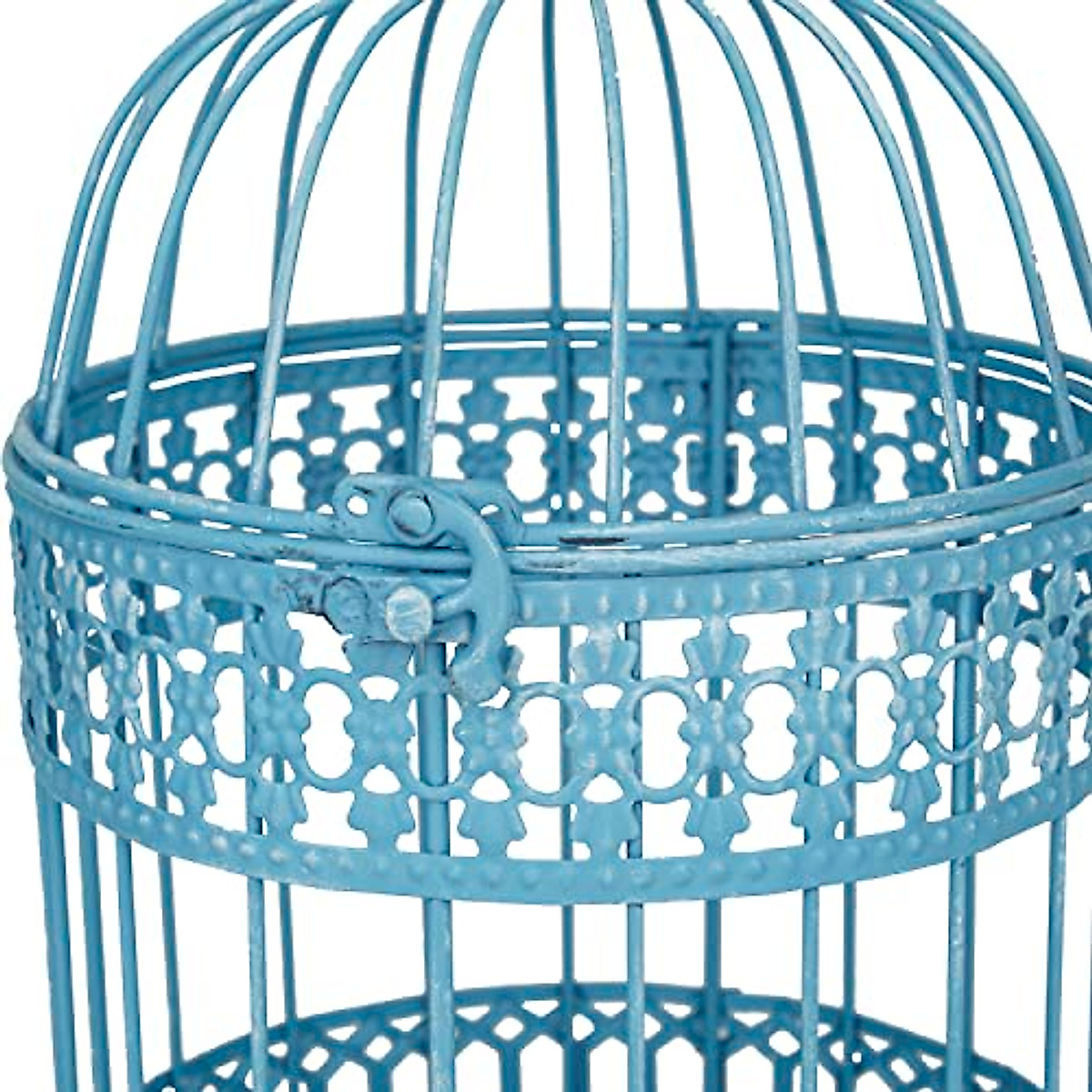 Deco 79 Metal Birdcage with Latch Lock Closure and Hanging Hook, Set of 2 16", 12"H, Blue