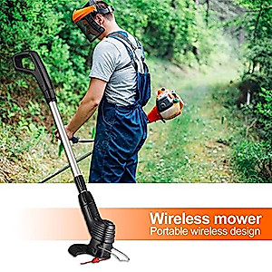 Wireless Electric Lawn Mower 2000mah Li-ion Battery Adjustable Cordless Grass Trimmer Garden Pruning Tools - Lawn Mower - - (Style: B, Color: Black)