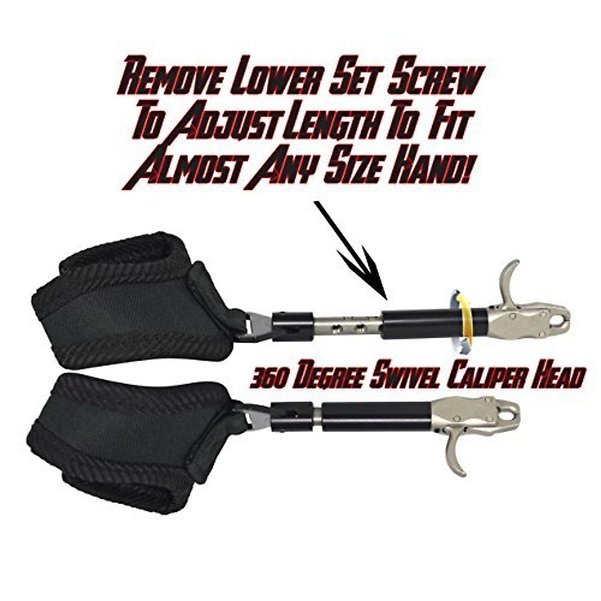 Sniper Adjustable Archery Buckle Release; for Compound Bows, Ambidextrous Adult & Youth Sizes, 360 Swivel with Dual Caliper Head, Adjustable Trigger Tension, Tools Included: Adult Black