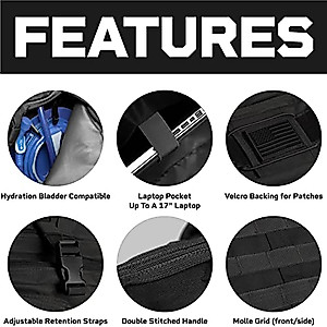 24BattlePack Tactical Backpack | 1 to 3 Day Assault Pack | Combat Veteran Owned Company |40L Bug Out Bag (Black)