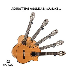 Horizontal Guitar Wall Mount with Guitar Strap and Pick, Padded Wall Hanger Hooks for Electric, Acoustic Guitars, Bass or Mandolin