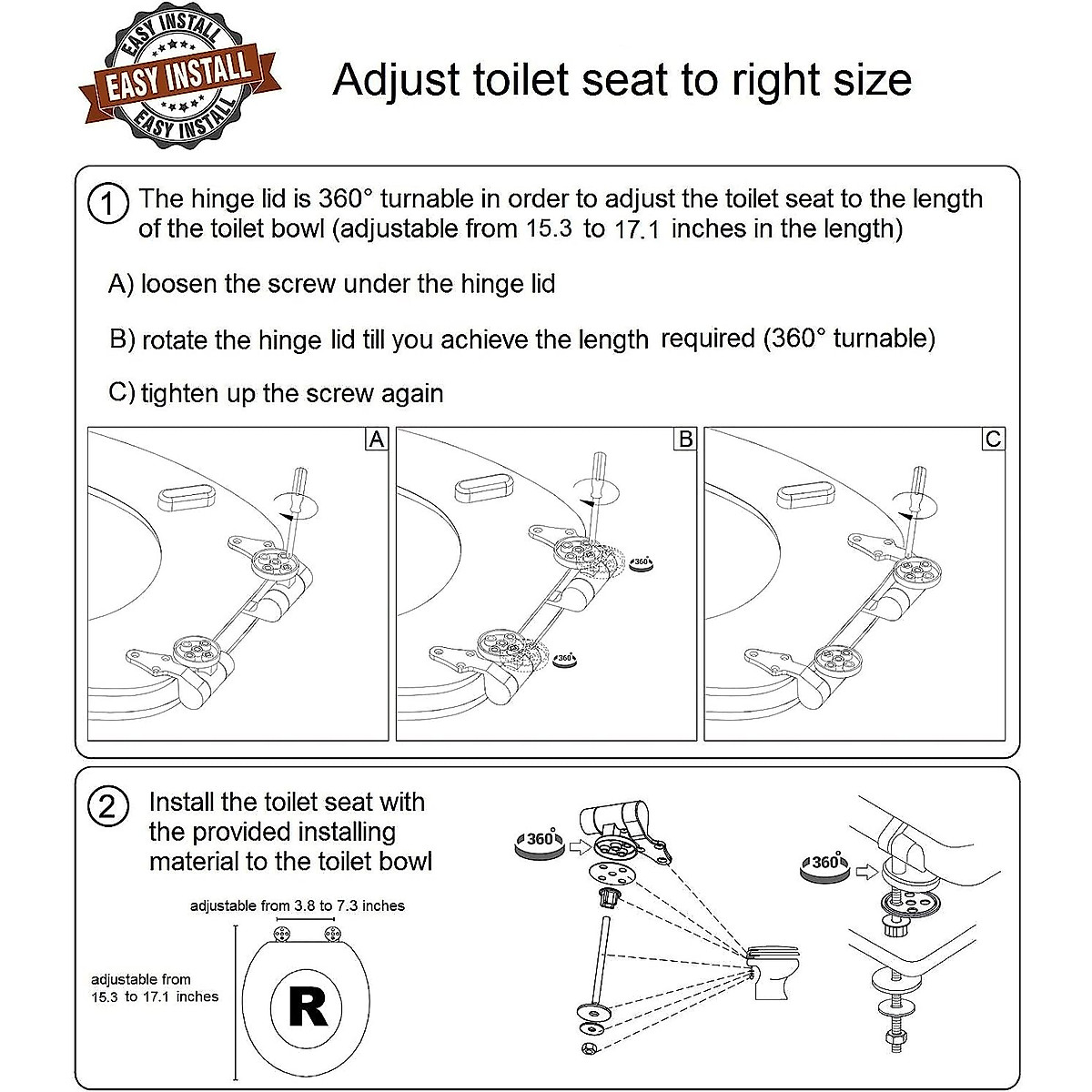 Sanilo Soft Close Toilet Seat ROUND, Quiet and Slow Close Lid and Seat, Strong Bumpers and Hinges, Marble Brown
