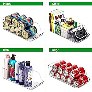 2 Pack Soda Can Organizer for Refrigerator, Can Orgainzer for Pantry, Kitchen, Countertops, Cabinets, Clear Plastic Canned Food Dispenser, Beverage Holder, Can Dispenser