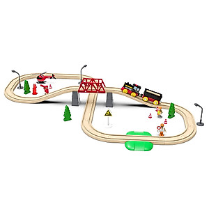 Battery Operated Locomotive Train, Magnetic Train Toy for Wooden Tracks, Motorized Train Compatible with Thomas, Brio, Chuggington, Melissa & Doug