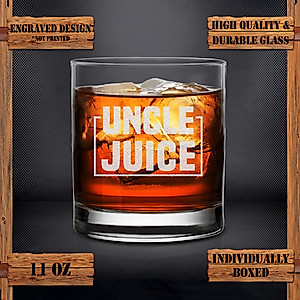 NeeNoNex Uncle Juice Whiskey Glass - Great Gift for Uncles - Special Uncle Rock Glass for Birthday Father’s Day Christmas