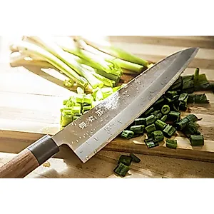 Traditional Japanese Professional Gyuto Kitchen Chefs Knife – Premium 8-inch High Carbon Stainless Steel Gyuto Sushi Knife with High Corrosion Resistance in a Single Bevel Chisel Edge Grind