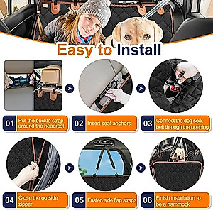 LOOBANI Dog Seat Cover for Back Seat, Waterproof Car Seat Cover, Anti-Scratch Dog Hammock for Car, Back Seat Protector for Road Trip, Fits Cars SUV & Truck