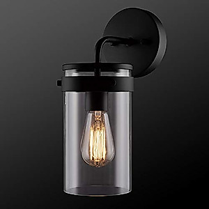 Globe Electric Brookdale 1-Light Outdoor Indoor Wall Sconce, Matte Black, Clear Glass Shade