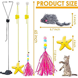Mice Toys for Indoor Cats - 3 Pack Hanging Door Cat Toys with Tassel - Retractable Cat Toy with Rope Mouse Starfish Caterpillar - Interactive Cat Teaser Toy for Indoor Kitten Play Chase Exercise