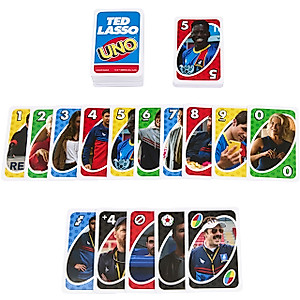 Mattel Games ​UNO Ted Lasso Card Game for Teens & Adults Inspired by The Popular Series for Game Night, Travel & Camping