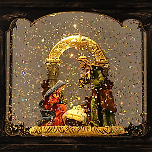 Wondise Christmas Muscal Snow Globe with Timer, USB Plug-in & Battery Operated Spinning Water Glitters Lighted Singing Snow Globe Lantern for Christmas Decorations