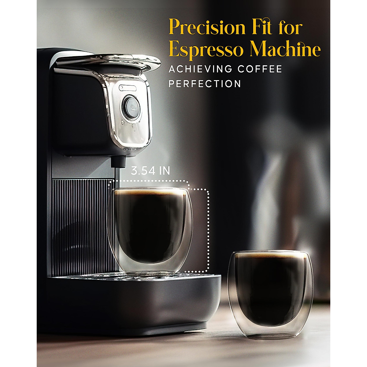 Kitchables Double Wall Glass Coffee Mugs Set of 4, 8oz - Insulated Clear Glass Coffee Mugs for Cappuccino, Latte, Tea, Espresso - Latte Cup - Tazas Para Cafe