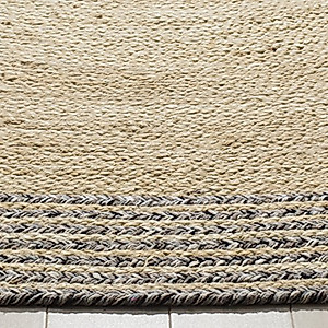 SAFAVIEH Cape Cod Collection 3' Round Ivory / Steel Grey CAP204C Handmade Braided Jute Area Rug