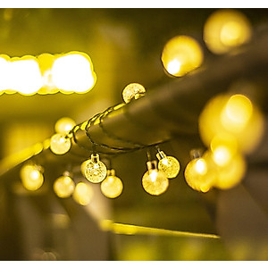 Hawisphy 2 Pack Solar String Lights, Outdoor String Lights, Waterproof, Outdoor Lights, Solar Powered, 8 Lighting Models for Garden, Yard, Party, Home, Tree Decorations, 20 ft