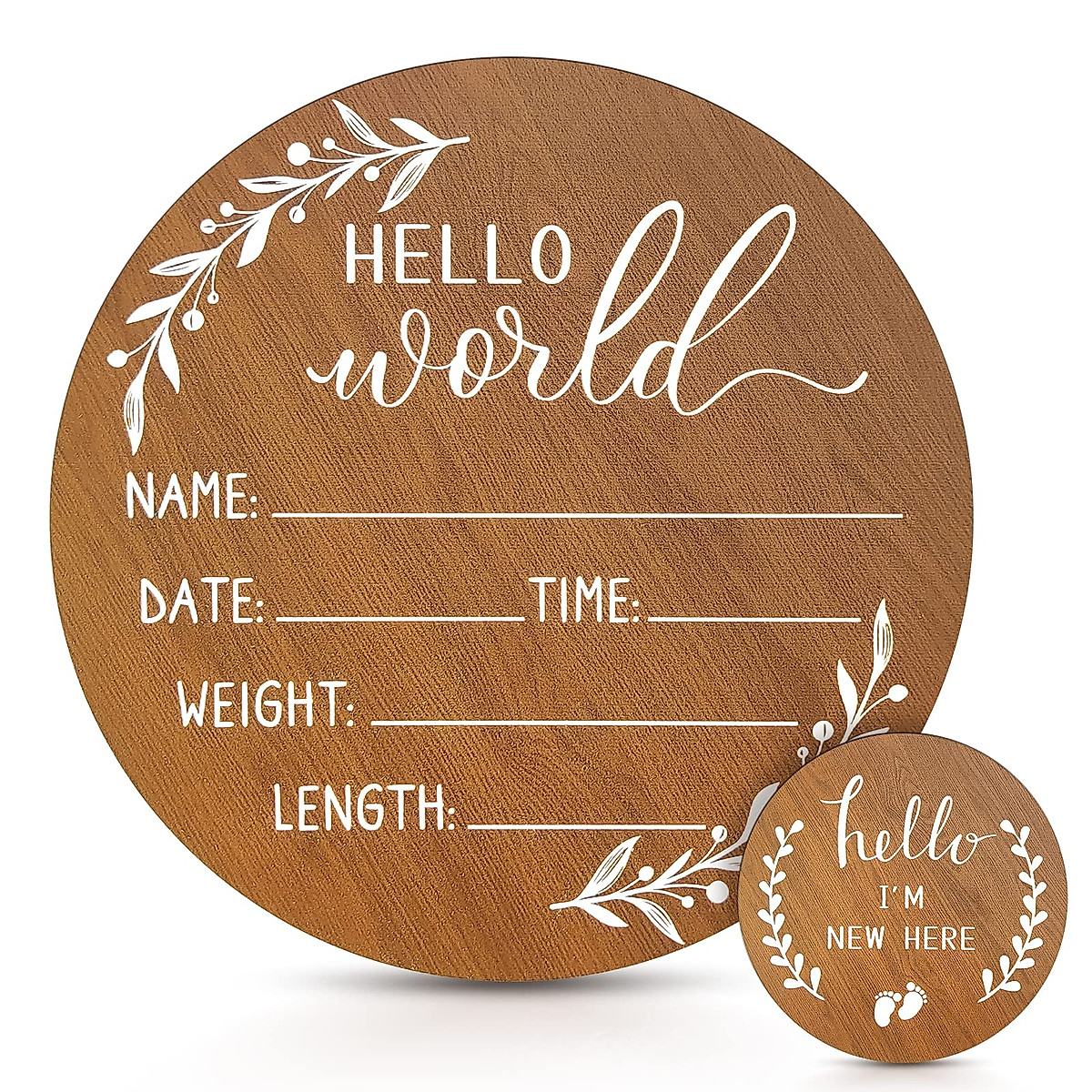 Baby Announcement Sign, Wooden Baby Name Sign for Nursery, Hello World Newborn Sign, Birth Announcement Sign for Hospital, Welcome Baby Arrival Sign Announcement Board for Photo Prop Baby Shower