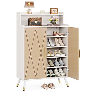 LITTLE TREE Shoe Cabinet, White&Walnut