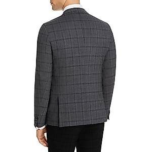 Hugo Boss Mens Extra Slim Fit Washable Fabric Plaid Sport Coat 40 Long Charcoal