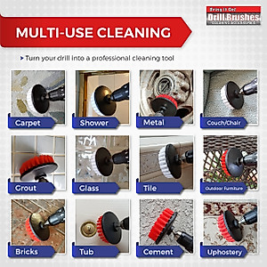 Grout Cleaner 5 Inch Flat Drill Brush | Tile and Grout Cleaner Tool Drill Brush Attachment | Bathroom and Shower Scrubber | Stiff Nylon Bristles Remove Soap Scum | Baseboard Cleaner Tool