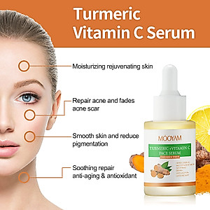 Turmeric Dark Spot Corrector Serum Turmeric and Vitamin C Serum for Face Dark Spot Correcting Glow Serum Dark Spot Remover for Face Tumeric Serum Acne Dark Spots Hyperpigmentation Smooth Skin 1oz