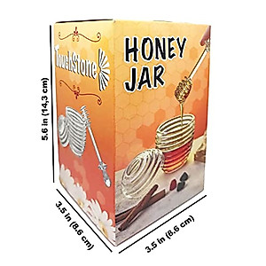 Touchstone Honey Jars with Dipper for Kitchen, Unbreakable Food Grade Acrylic Material, Honey Pot With Spoon, Tarro De Miel Con Cuchara. Honey holder, (3.5" x 5.6") (10 fl oz)